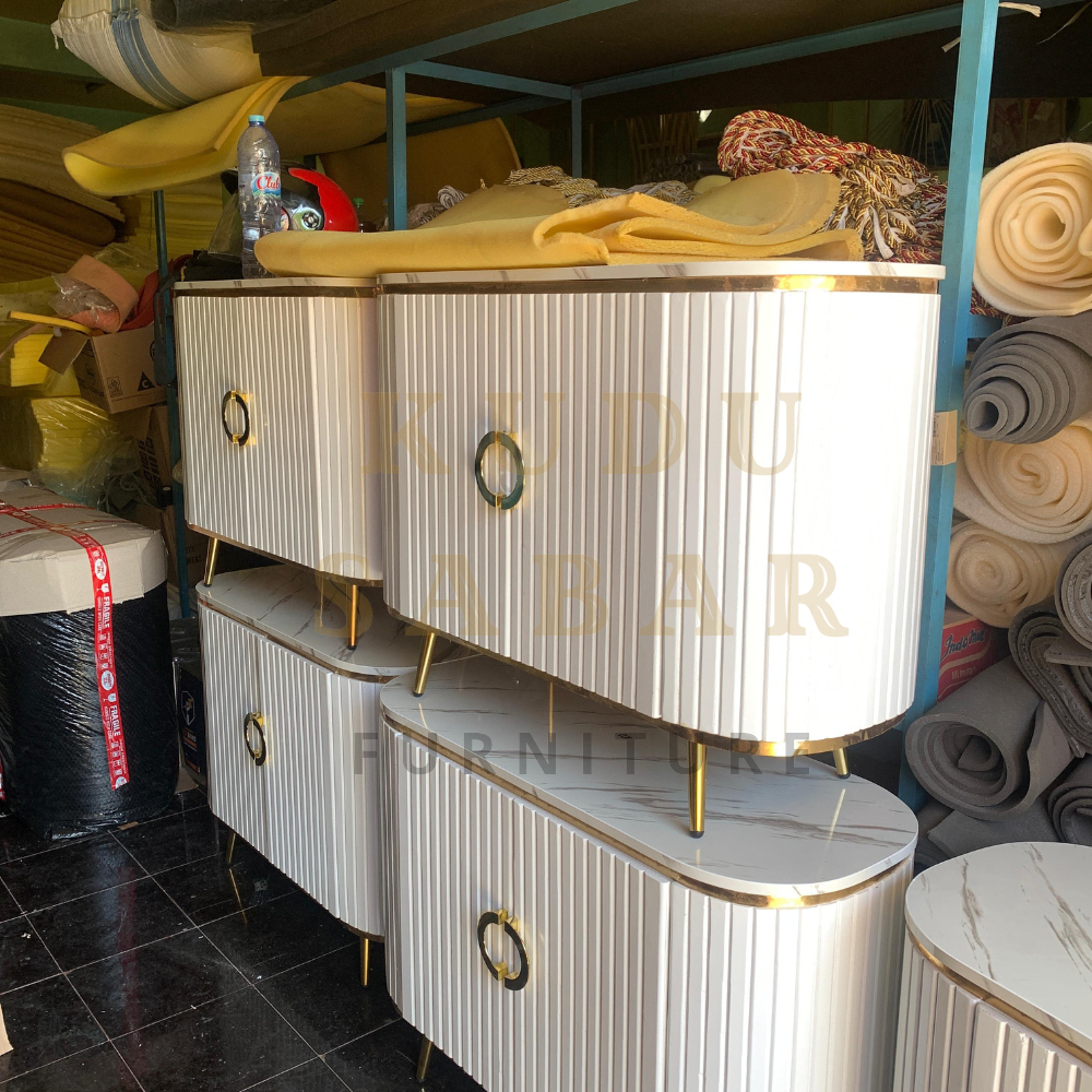 Jual Buffet Oval Minimalis Modern 100cm - Meja TV Marmer Gold Estetik ...