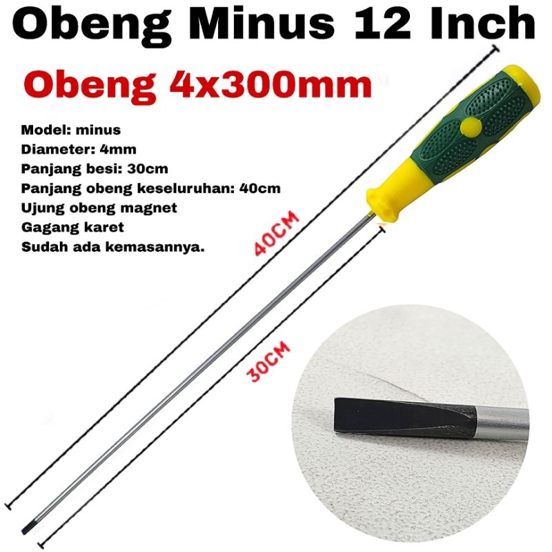 Jual Obeng Minus 12 inch Diameter 4mm Panjang Besi 30cm Magnet Gagang ...