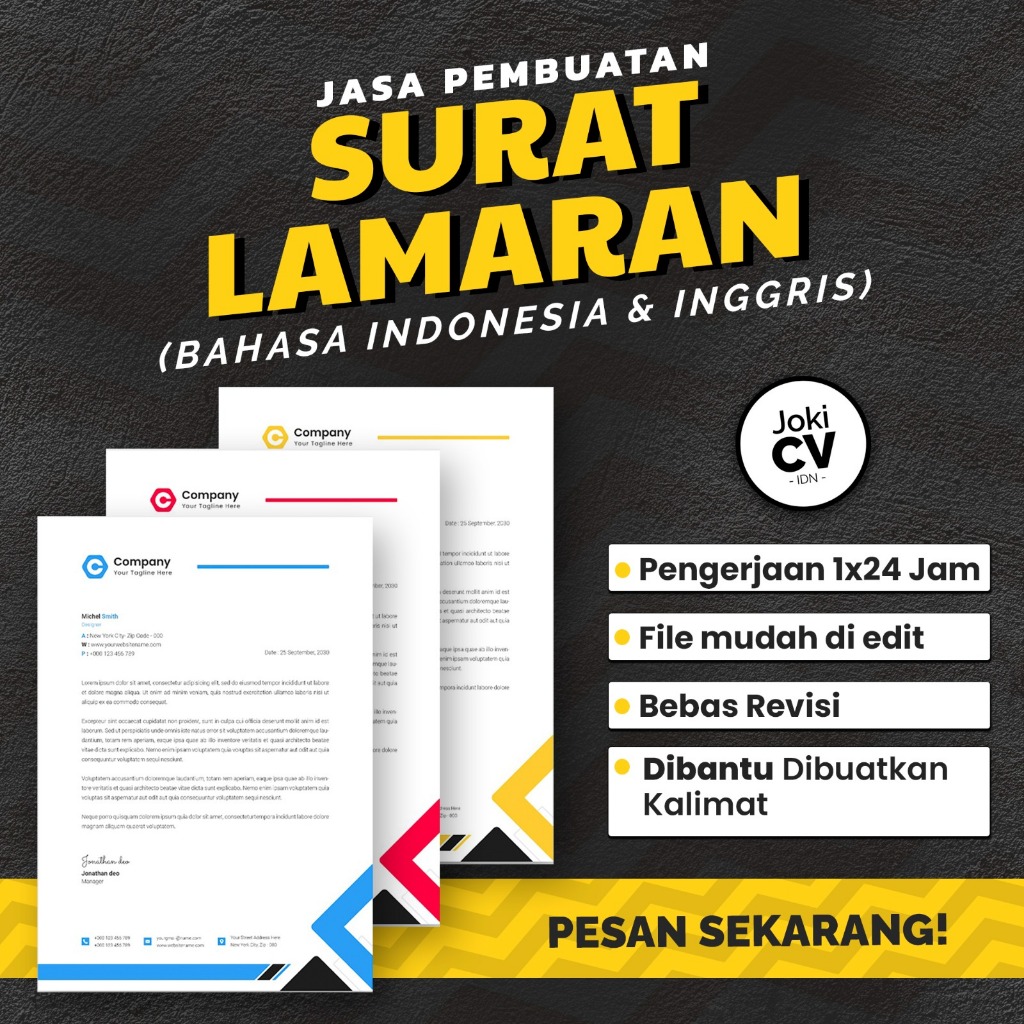 Jual Surat Lamaran Kerja | Jasa Pembuatan Lamaran Kerja | Desain ...