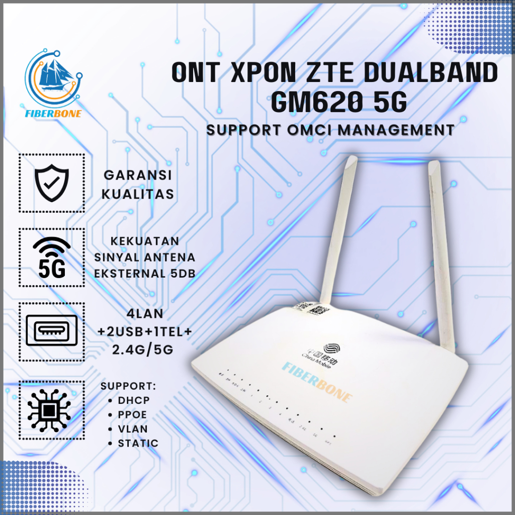 Jual ZTE GM620 630 Dualband 5G ONT XPON Premium Support OMCI Management ...