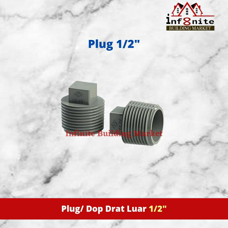 Jual Plug 1/2" Inch PVC Dop Drat Luar Cap Pleh Tutup Sumbat Pipa ...