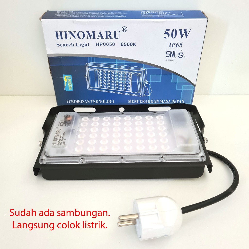 Jual Hinomaru Led Flood Light Lampu Sorot Jalan Listrik 50 Watt Putih White 6500K Anti Petir ...