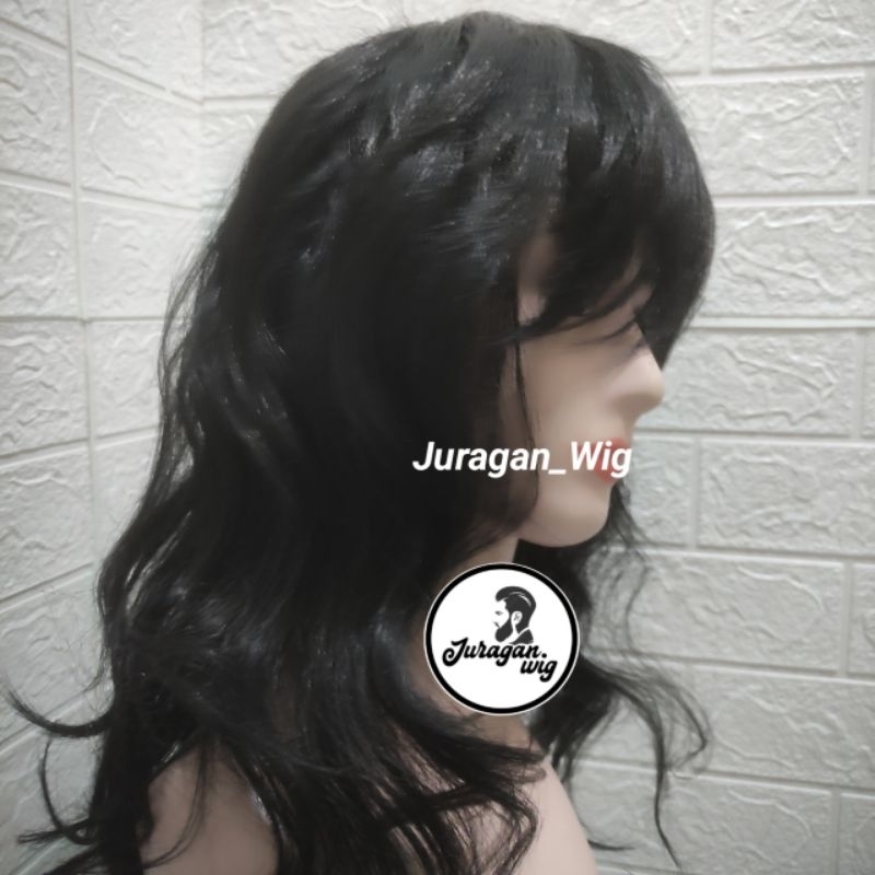 Jual WIG RAMBUT PRIA GONDRONG KRITING HITAM/ RAMBUT PALSU KRITING PAKAI ...