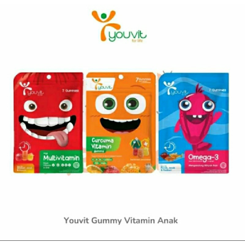 Jual YOUVIT Multivitamin Gummy/ Curcuma Zink/ Omega 3 Madu 7 days ...