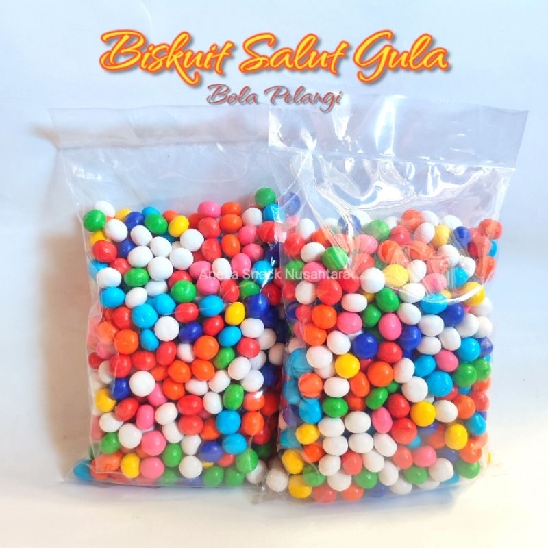 Jual Biskuit Salut Gula / Bola Pelangi / Biskuit Warna - Warni 250 gram ...
