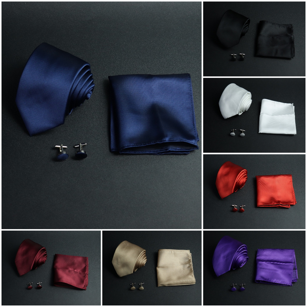 Jual [ FREE BOX ] Dasi Set Polos Lebar 8cm Hand Kierchief Sapu Tangan ...