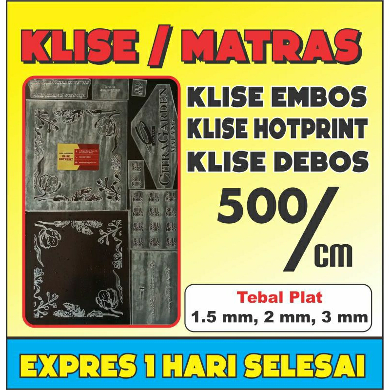 Jual (MINIMAL ORDER) Klise Hotprint, Klise Emboss, Klise Debos, Matras ...