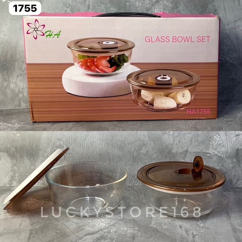 Jual 2Set Mangkok Kaca Bowl Glass Kimglass Kaca Kotak Makan Siang ...
