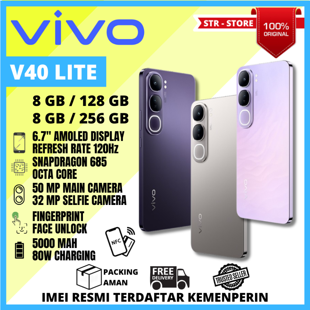 Jual VIVO V40 LITE 4G 8/256 GB BARU GARANSI RESMI VIVO V 40 NFC 8/128 GB - VIVO V40 LITE 4G ...