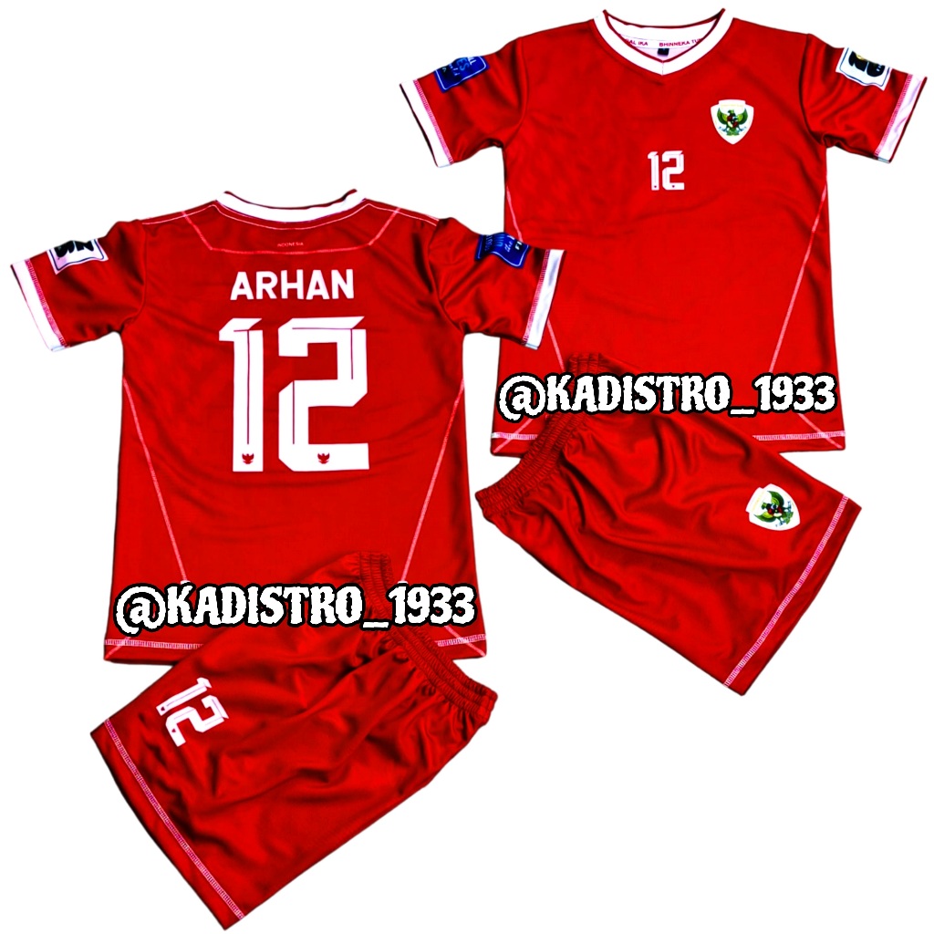 Jual Setelan Jersey Anak Timnas Indonesia Home Arhan 2024 Usia 1 Sampai 13 Tahun Full Printing ...