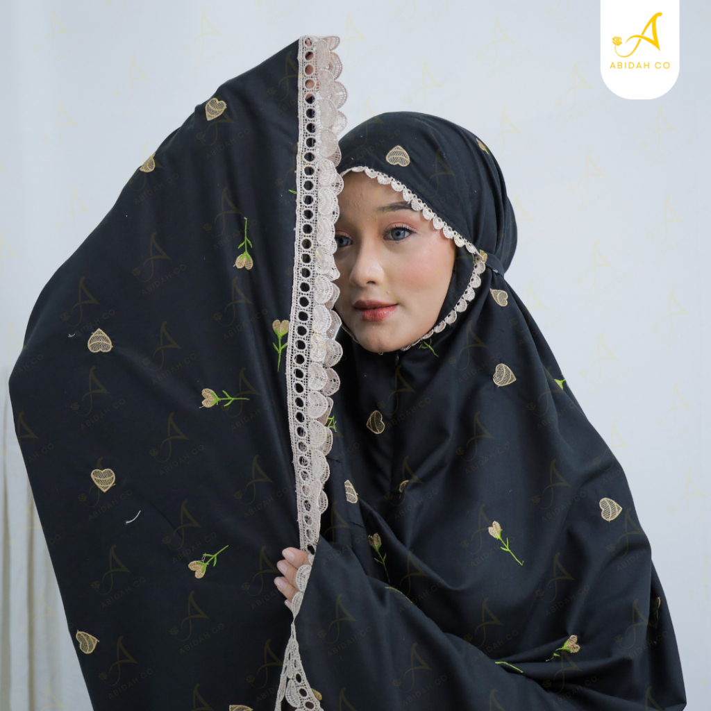 Jual Abidah.co - Mukena Dewasa Bordir Love Rose 2in1 Katun Premium ...