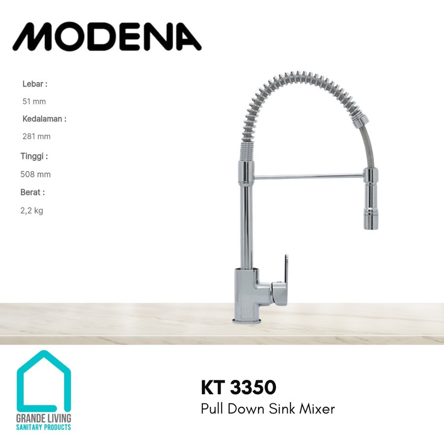 Jual MODENA Pull Down Kitchen Sink Mixer Kran Dapur Flexible KT 3350 ...