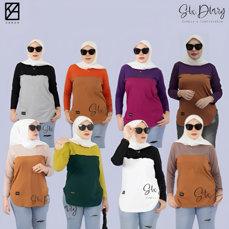 Jual Six Diary Kaos oval six diary lengan panjang warna kombinasi ...