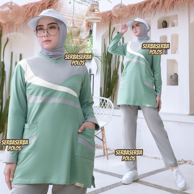 Jual SETELAN OLAHRAGA TUNIK/SETELAN SENAM MUSLIM WANITA/SETELAN ...