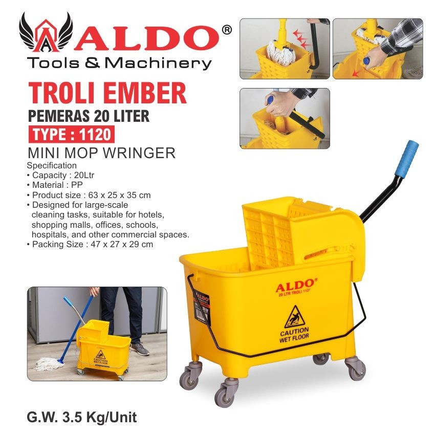 Jual TROLI EMBER PEMERAS 20 LTR 1120 / MINI MOP WRINGER / SINGLE BUCKET ...