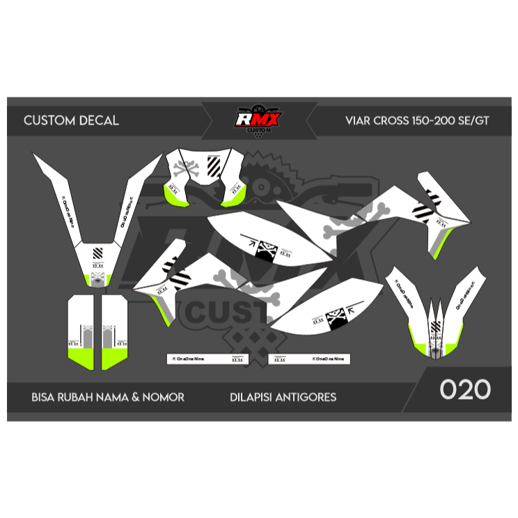 Jual DECAL STICKER VIAR CROSS X 150 SE (020) DEKAL STIKER VIAR 200 GT ...