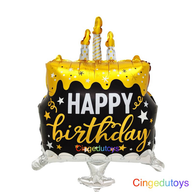 Jual Balon cake jumbo happy birthday tema hitam gold | Shopee Indonesia