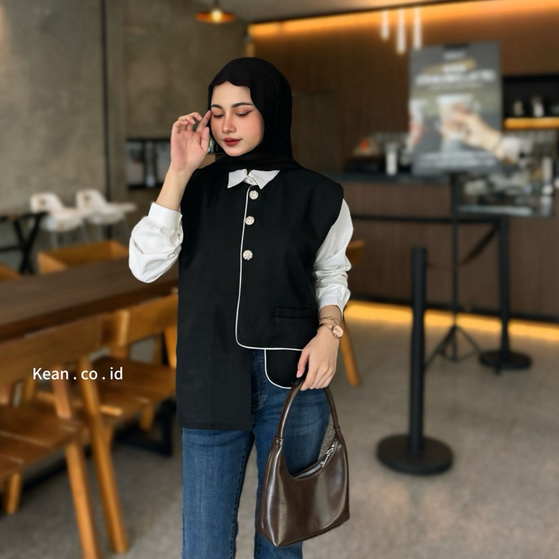 Jual DIORAA VEST - KEAN. ID | Outfit Outer Korean Style Rompi Vest ...