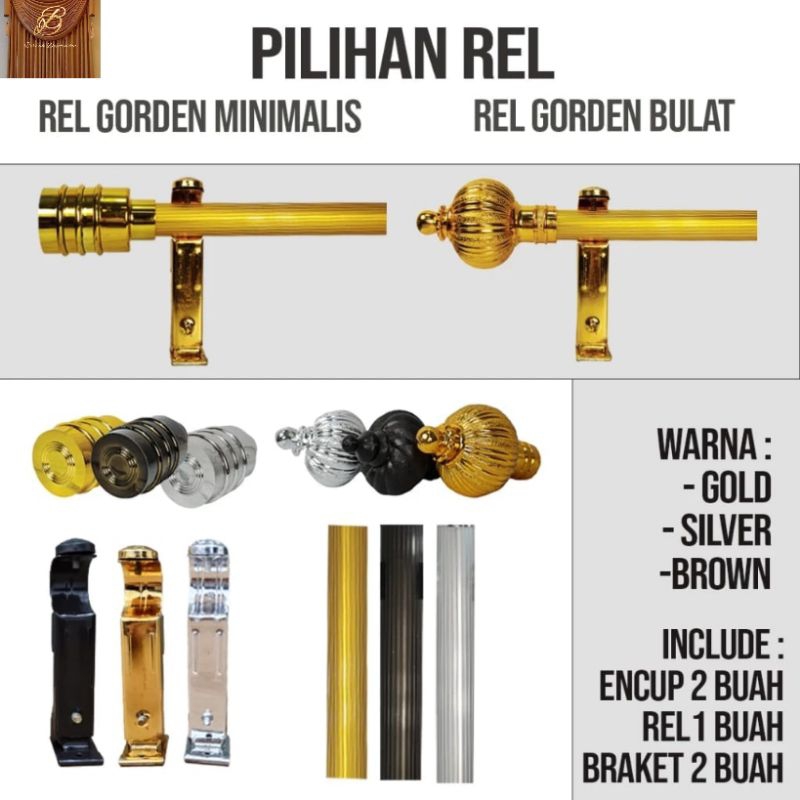 Jual Tiang Gorden Batang Gorden Rel Minimalis Fullset Bracket & Endcup ...