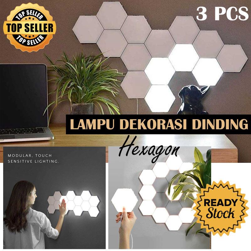 Jual Lampu Dekorasi Dinding Quantum LED Hexagon 3 PCS Sensor Sentuh ...