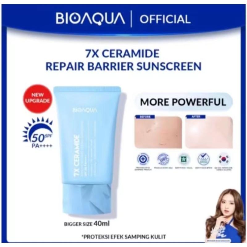 Jual Bioaqua 7x Ceramide skin moisturizer serum sunscreen Spf 50 PA ++++ 40ml | Shopee Indonesia
