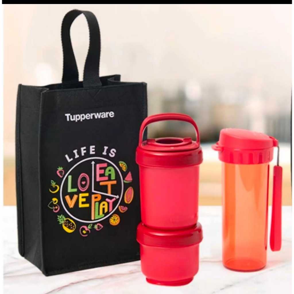 Jual PAKET SNACK DAN BOTOL MINUM/PAKET BEKAL TUPPERWARE LUNCH SEKAT 2 ...