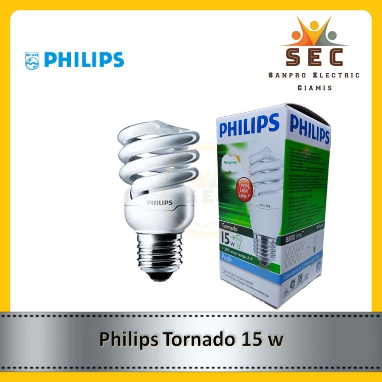 Jual LAMPU PHILIPS TORNADO 15 WATT 15W ULIR SPIRAL E27 COOL DAYLIGHT PUTIH | Shopee Indonesia