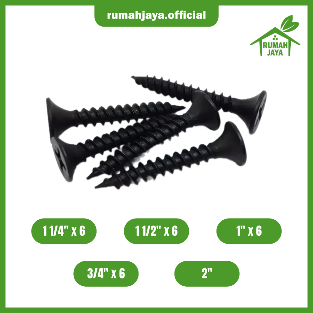 Jual RJO - [1 Kotak] Sekrup Gypsum Hitam / 1 Pack Baut Sekrup Drywall ...