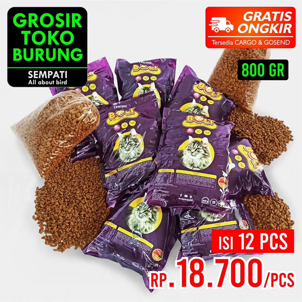 Jual SEMPATI GROSIR MAKANAN KUCING BOLT TUNA 800 Gram CATFOOD 12 PCS ...