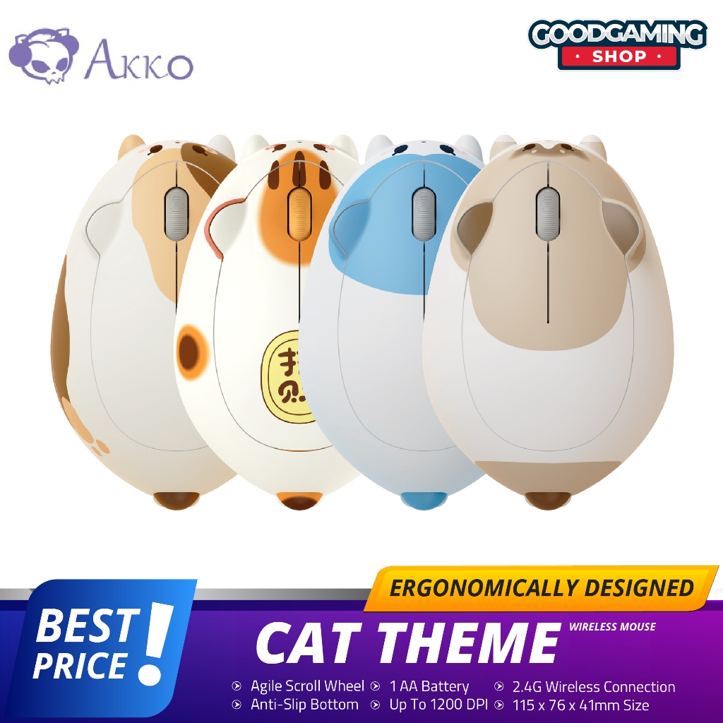 Jual AKKO Cat Theme Ergonomic & Comfortable Wireless Mouse | Shopee ...