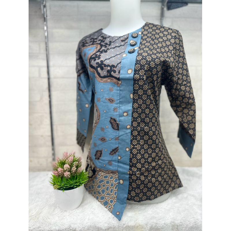 Jual batik blus wanita kombinasi bahan full katun dan kombinasi full ...