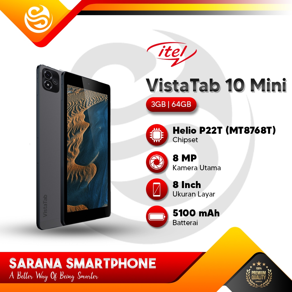 Jual Itel VistaTab 10 Mini Tablet 3GB/64GB 8" HD+ IPS Display Screen 5100mAh Dual Speakers ...