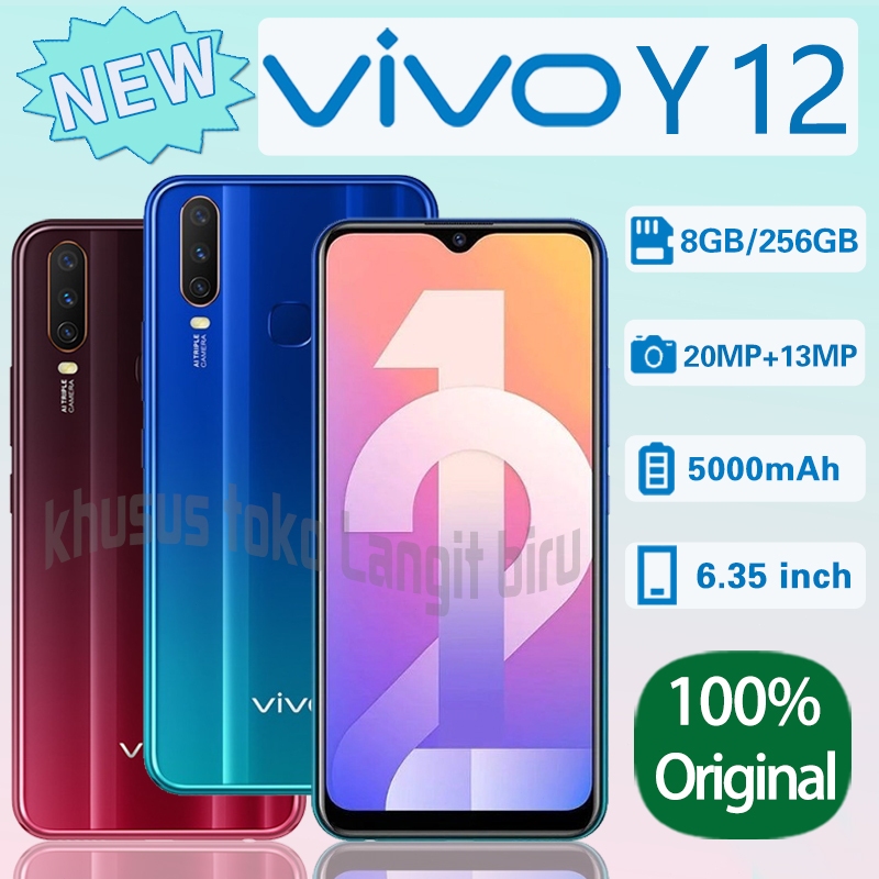 Jual HP VIVO Y12 Ram 8/256GB Smartphone 4G LET 6.35 inches Layar Penuh 13MP+8MP Handphone COD ...