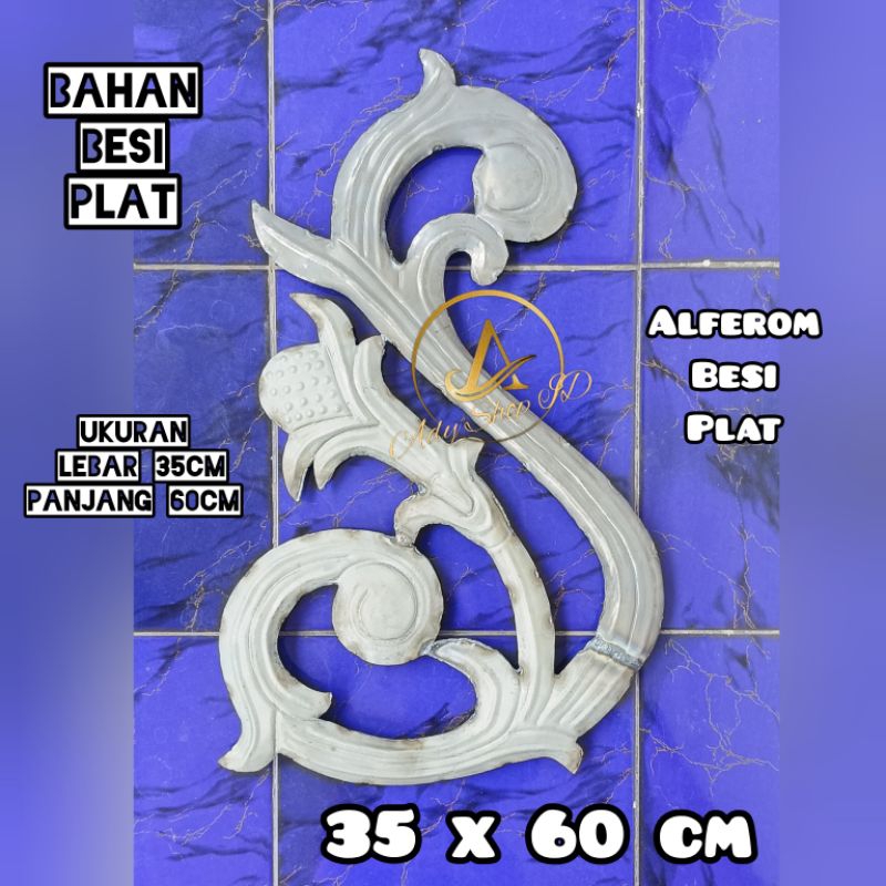 Jual New Daun klasik samping ukuran 35x60cm dua muka bahan besi plat ...
