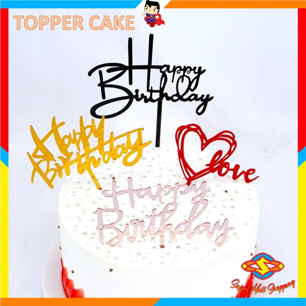 Jual SMS Topper Cake Happy Birthday Bahan Akrilik Hiasan Kue Ulang ...