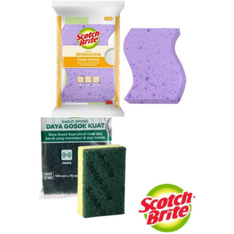 Jual 3M Scotch Brite Sabut Spons Hijau | Spons Ungu Serbaguna Cuci ...