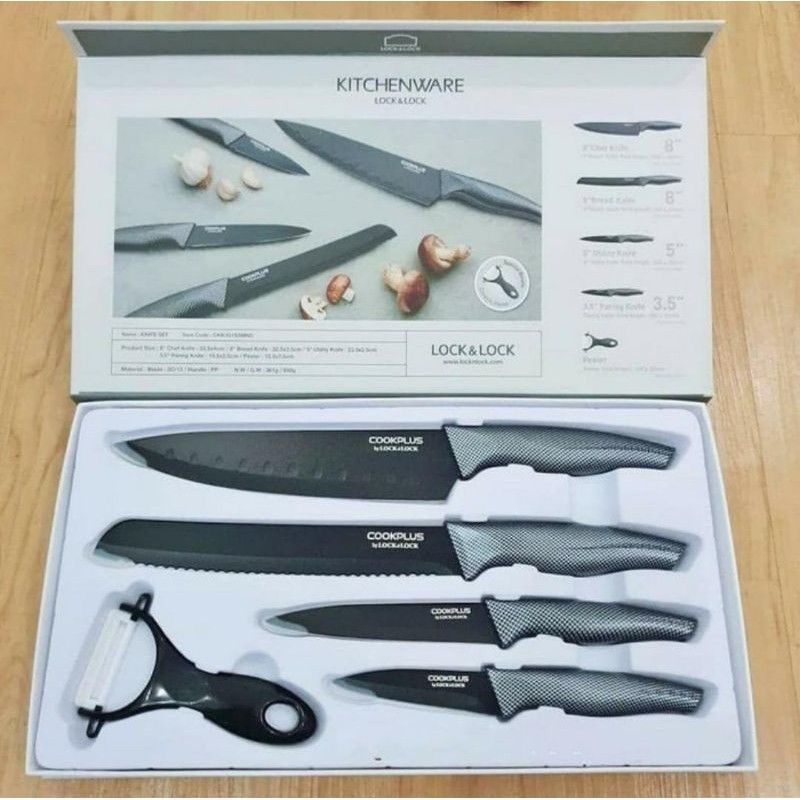 Jual LocknLock Exclusive Cookplus Knife 5P Set Black | Shopee Indonesia