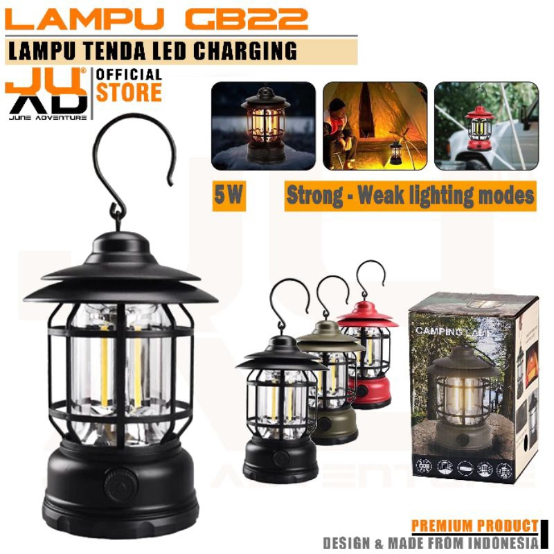 Jual lampu tenda lentera camping LED GB-22 charging lamou outdoor batre ...