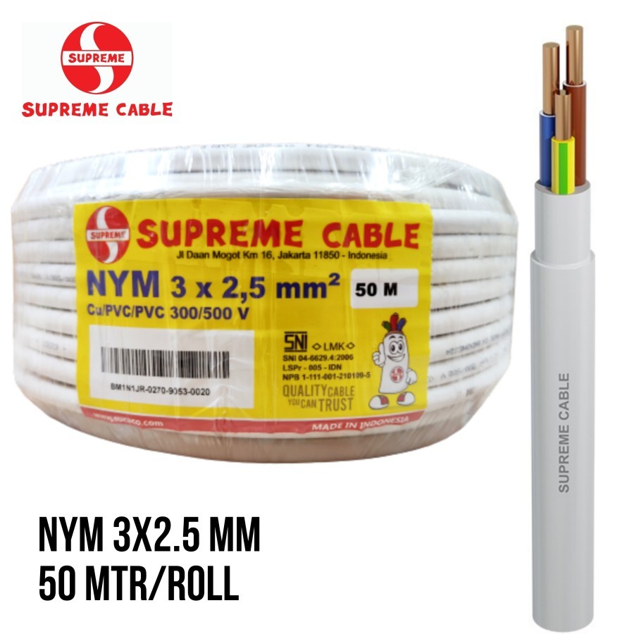 Jual Kabel SUPREME NYM 3x2.5 3x2,5 mm 50M Meter | Shopee Indonesia