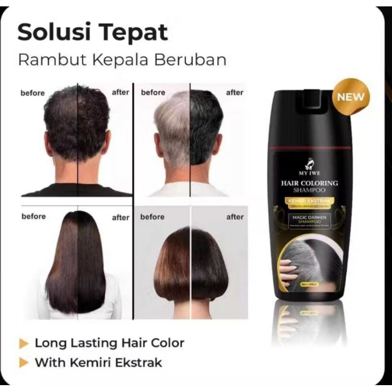 Jual shampoo penghilang uban myiwe hitam black 150ml | Shopee Indonesia