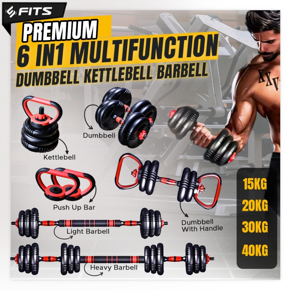 Jual SFIDN FITS Premium 6 in 1 Adjustable 15-40kg Dumbell Barbel Dumbbell Barbell Set | Shopee ...