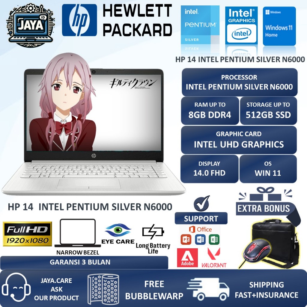 Jual Laptop Baru Hp 14 Intel Pentium N6000 Ram 8GB 512GB SSD Full HD ...
