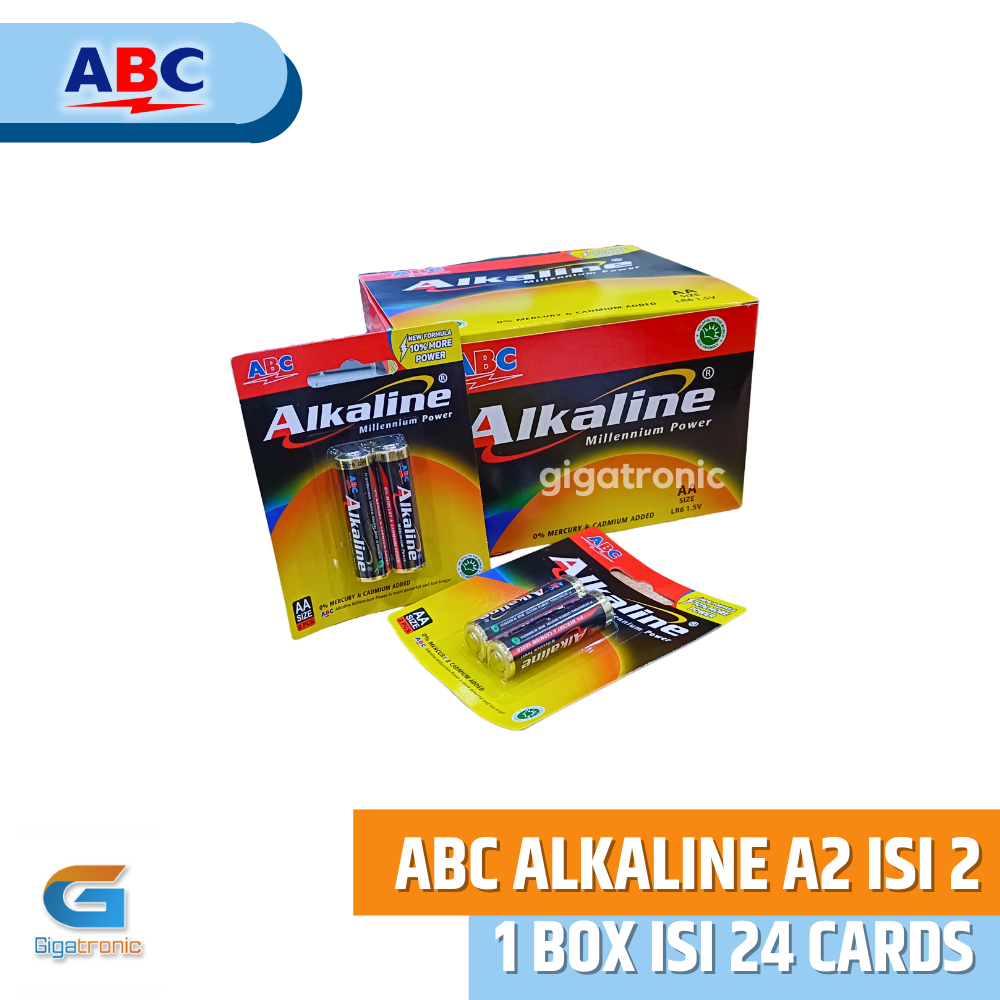 Jual Baterai ABC Alkaline A2 AA isi 2 / 1 box isi 24 card Original ...