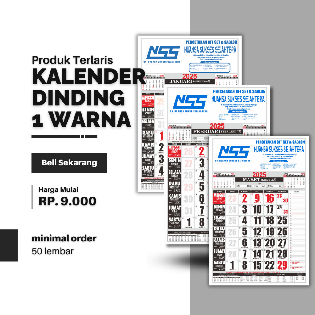 Jual Kalender Dinding / kalender kerja Murah HVS 12 Lembar Uk 32x48 ...