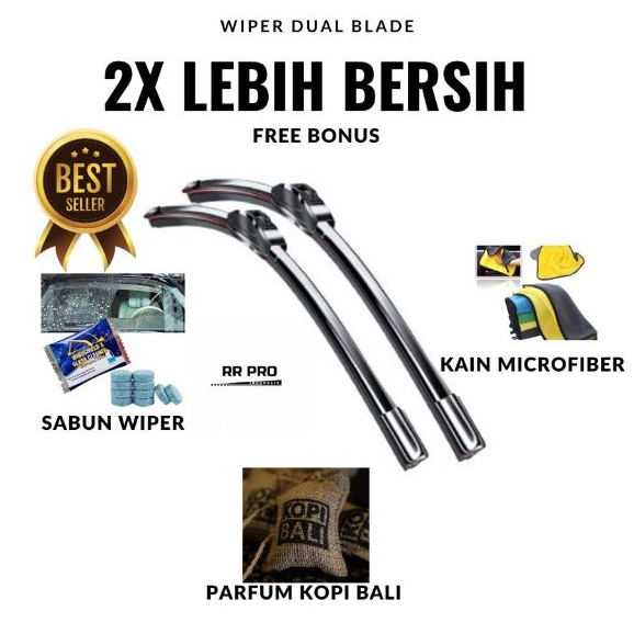 Jual Wiper Mobil Dual Blade - FREE BONUS - Wiper Frameless Dual Karet - Wiper Universal Semua ...