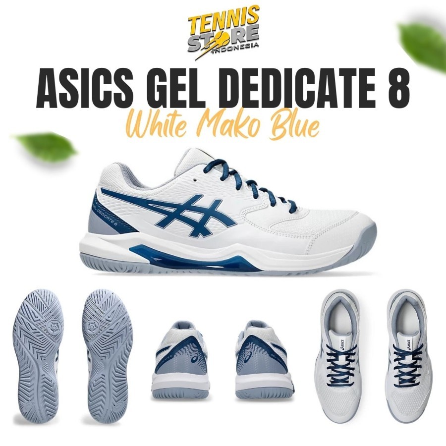 Jual Asics GEL DEDICATE 8 Tennis Shoes / White Mako Blue | Shopee Indonesia