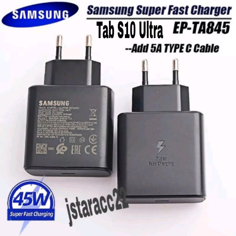 Jual ADAPTOR KEPALA CHARGER SAMSUNG GALAXY TAB S10 ULTRA ORIGINAL 100% 45WATT TYPE C SUPER FAST ...