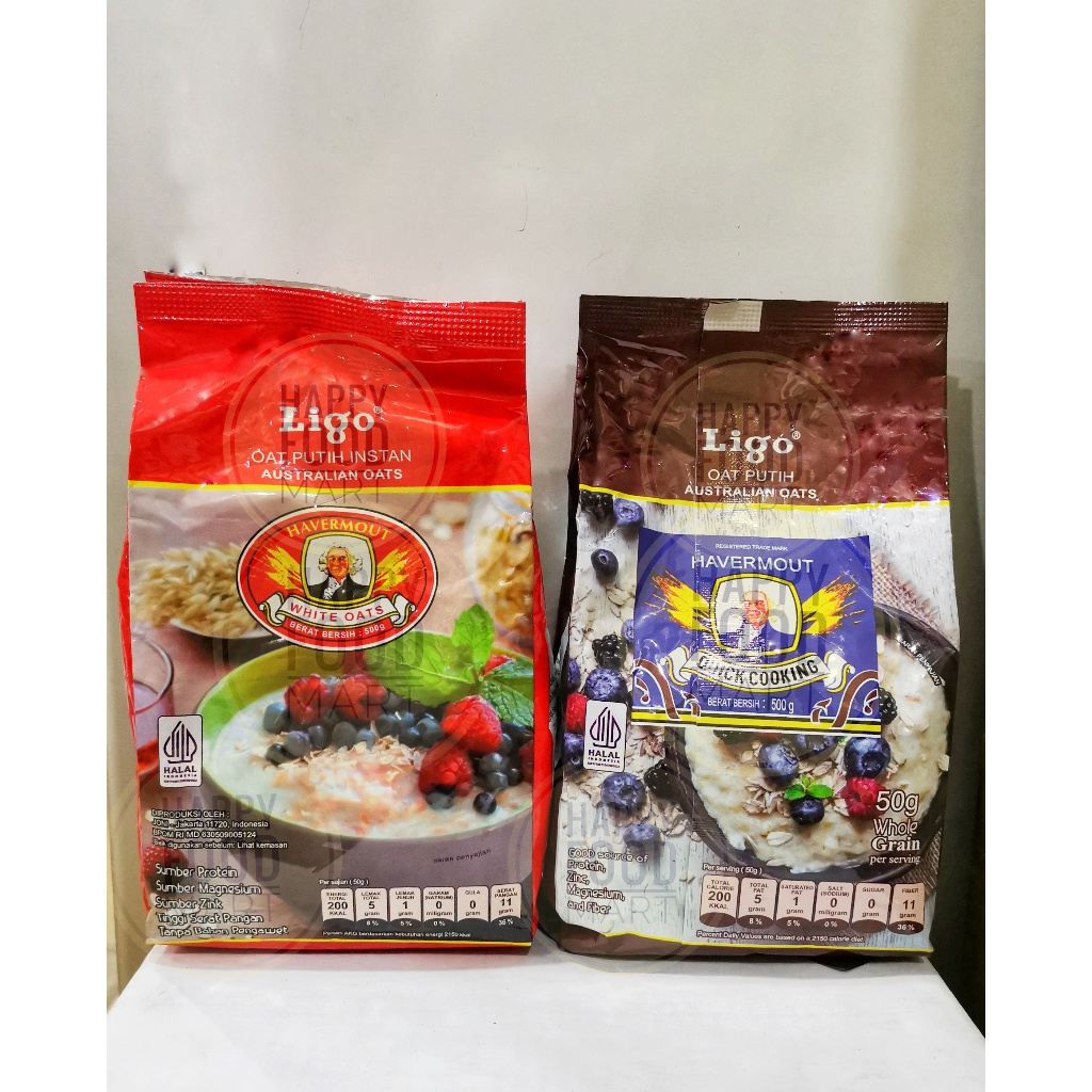 Jual [BPOM RI] LIGO HAVERMOUT WHITE OATS 500 GRAM/INSTANT OATMEAL ...