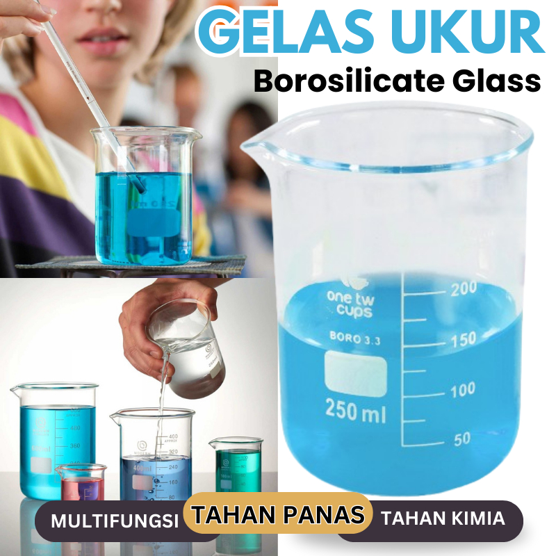Jual Gelas Ukur Lab Kimia Multifungsi Borosilicate Glass Kaca Tahan ...