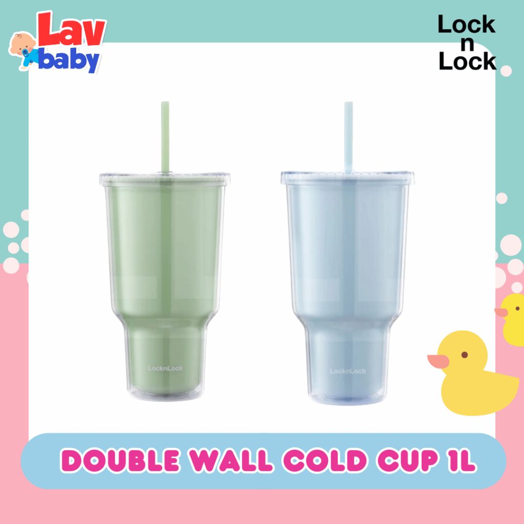 Jual Lock n Lock Double Wall Cold Cup with Straw Botol Minum 1L ...